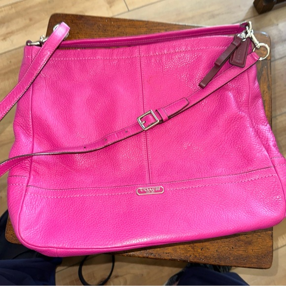 Coach | Bags | Coach Pink Shoulder Bag With Textured Leather Double ...